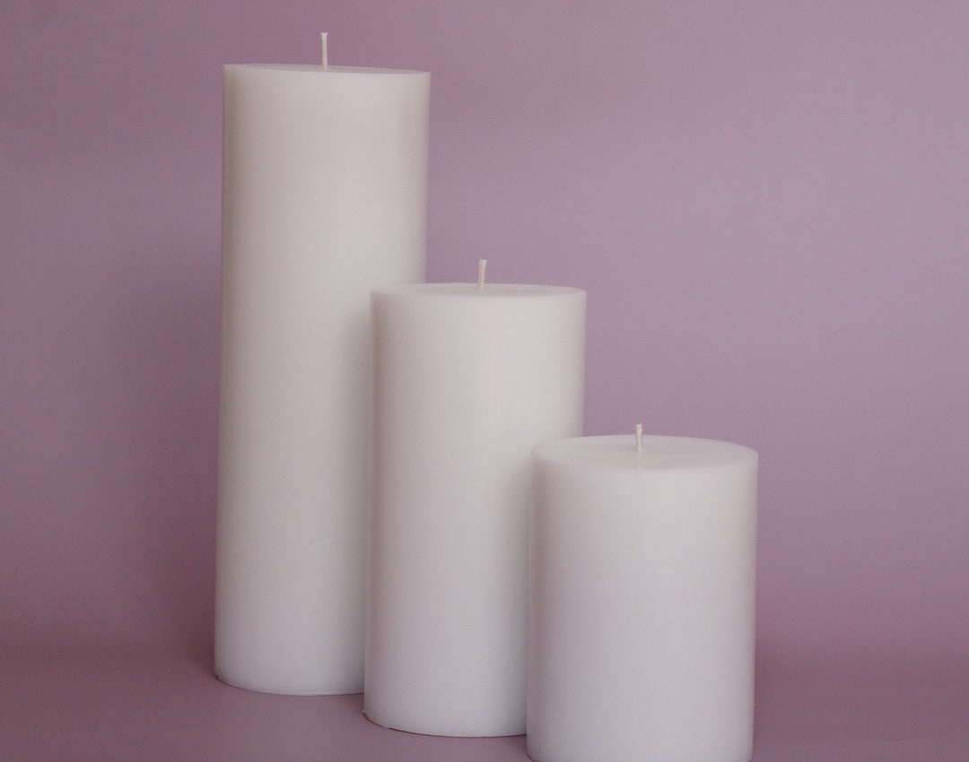 Classic White Pillar Candles | Hand-poured Soy Wax Blend | Set of 3 ...