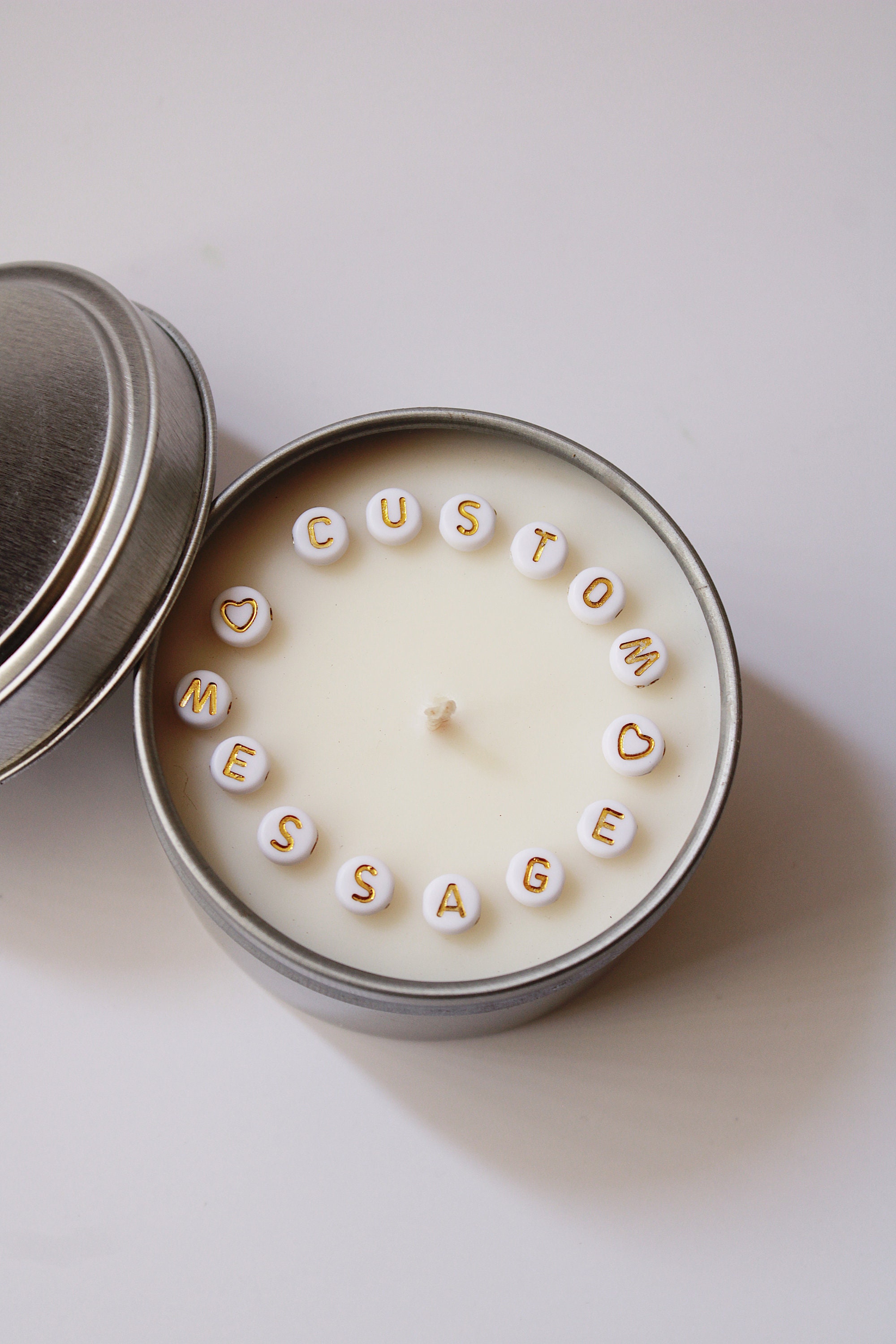 Beaded Message Candle Custom Candle 4 Oz Silver Tin No - Etsy