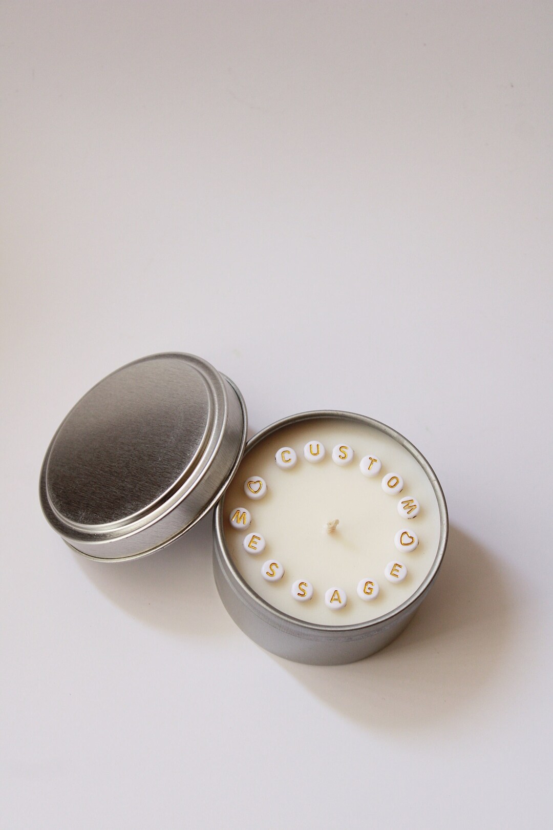 Beaded Message Candle | Custom Candle | 4 Oz Silver Tin | No Label ...