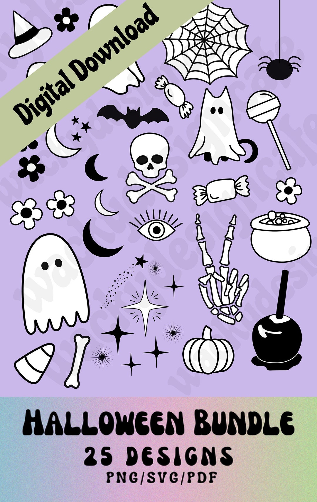 Halloween Digital Stickers, Spooky Digital Stickers, Svg Bundle, Png ...