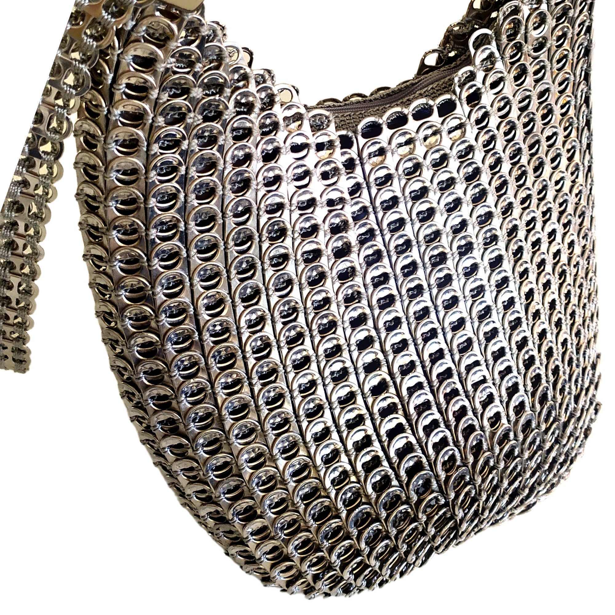 Soda Can Pop Top Bag Tab Handmade Crochet Clutch Metal Black - Etsy