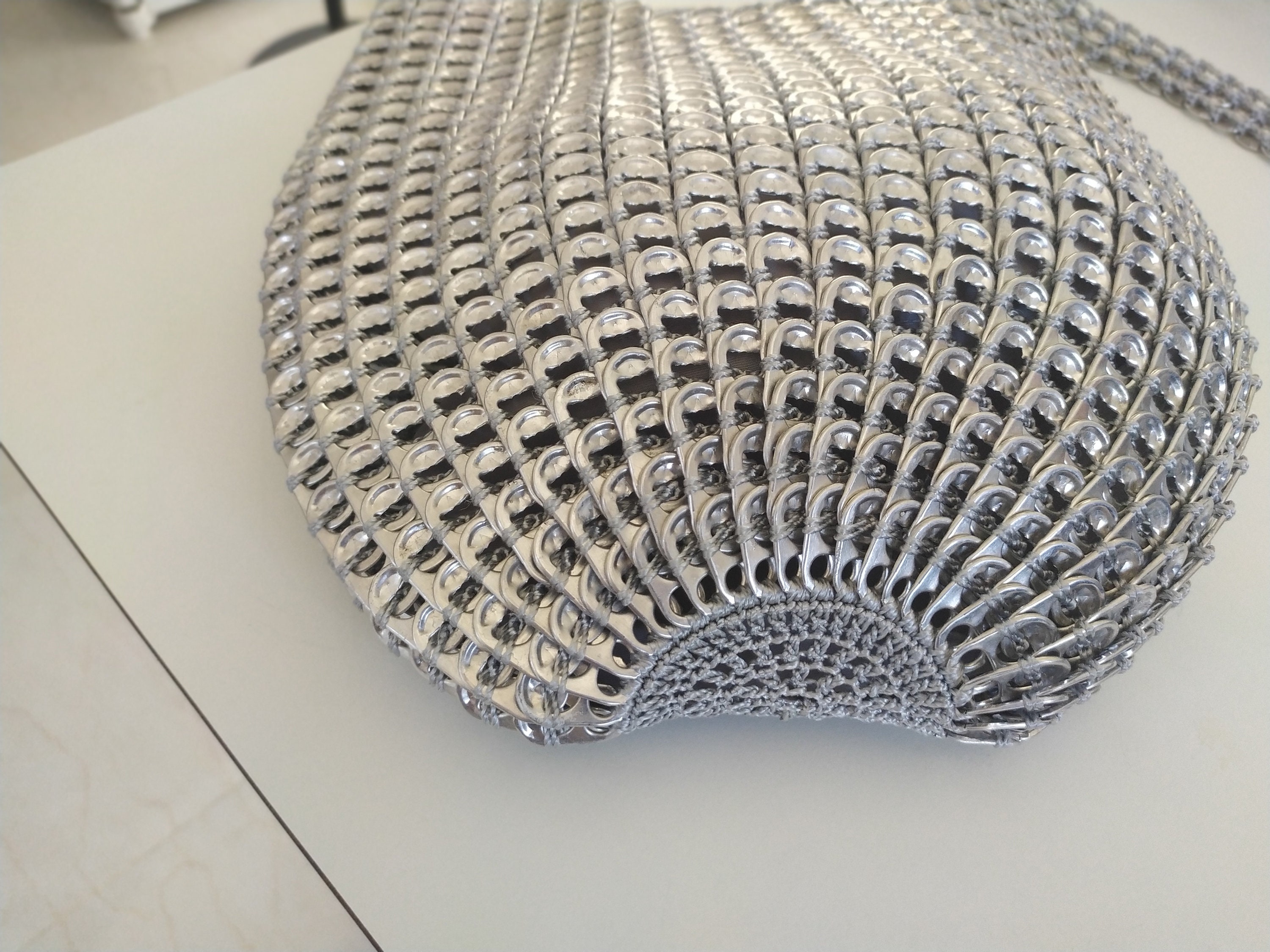 Soda Can Pop Top Bag Tab Handmade Crochet Clutch Metal Black Retro ...