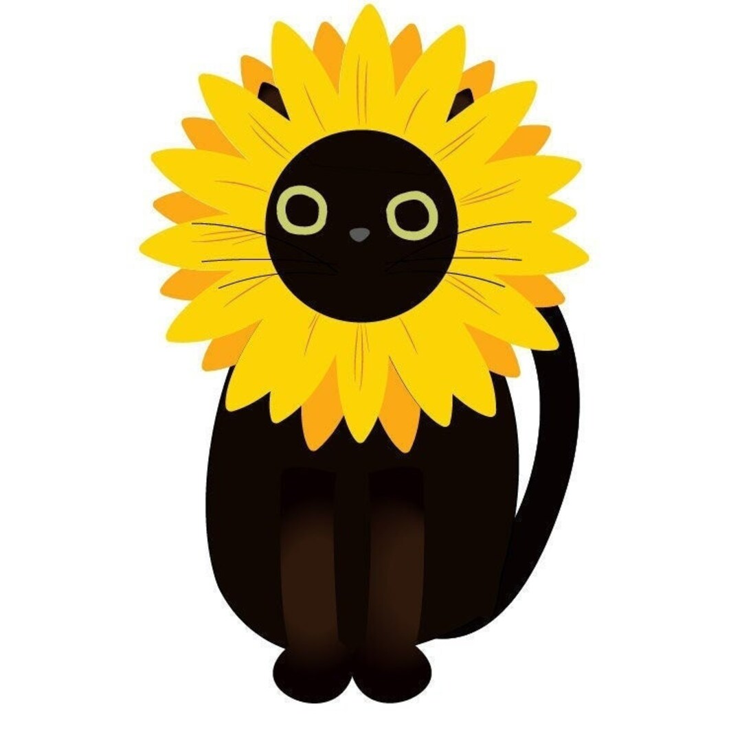 Sunflower Cat Graphic - Etsy