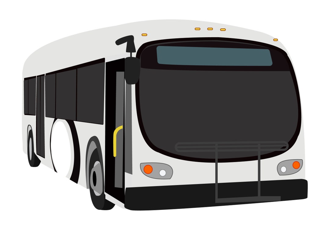 White Public Bus Digital Graphic - Etsy