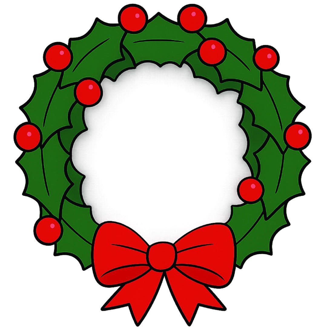 Christmas Holiday Wreath Face Cutout Print - Etsy