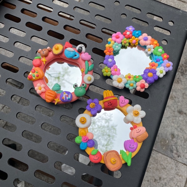Air Dry Clay Flower Mirror - Etsy Australia Air Dry Clay Flower Mirror - Etsy Australia