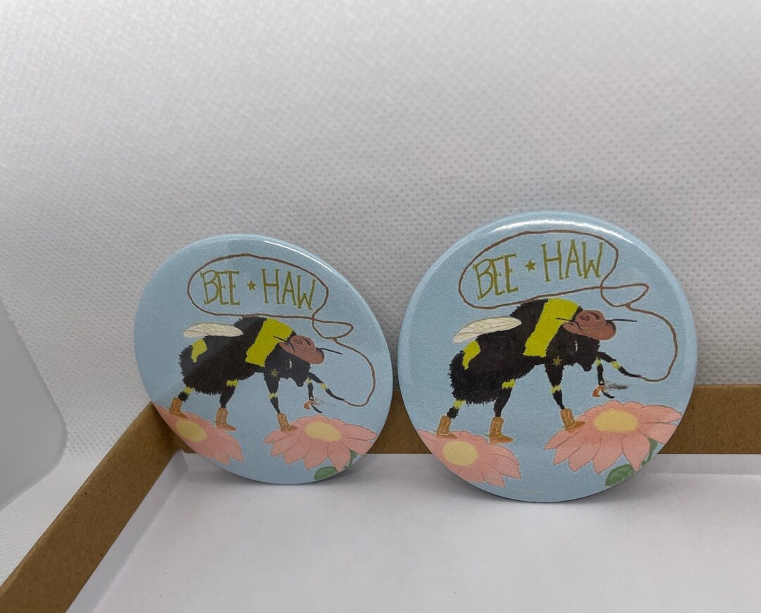 BEE-HAW Pin Back Button - Etsy