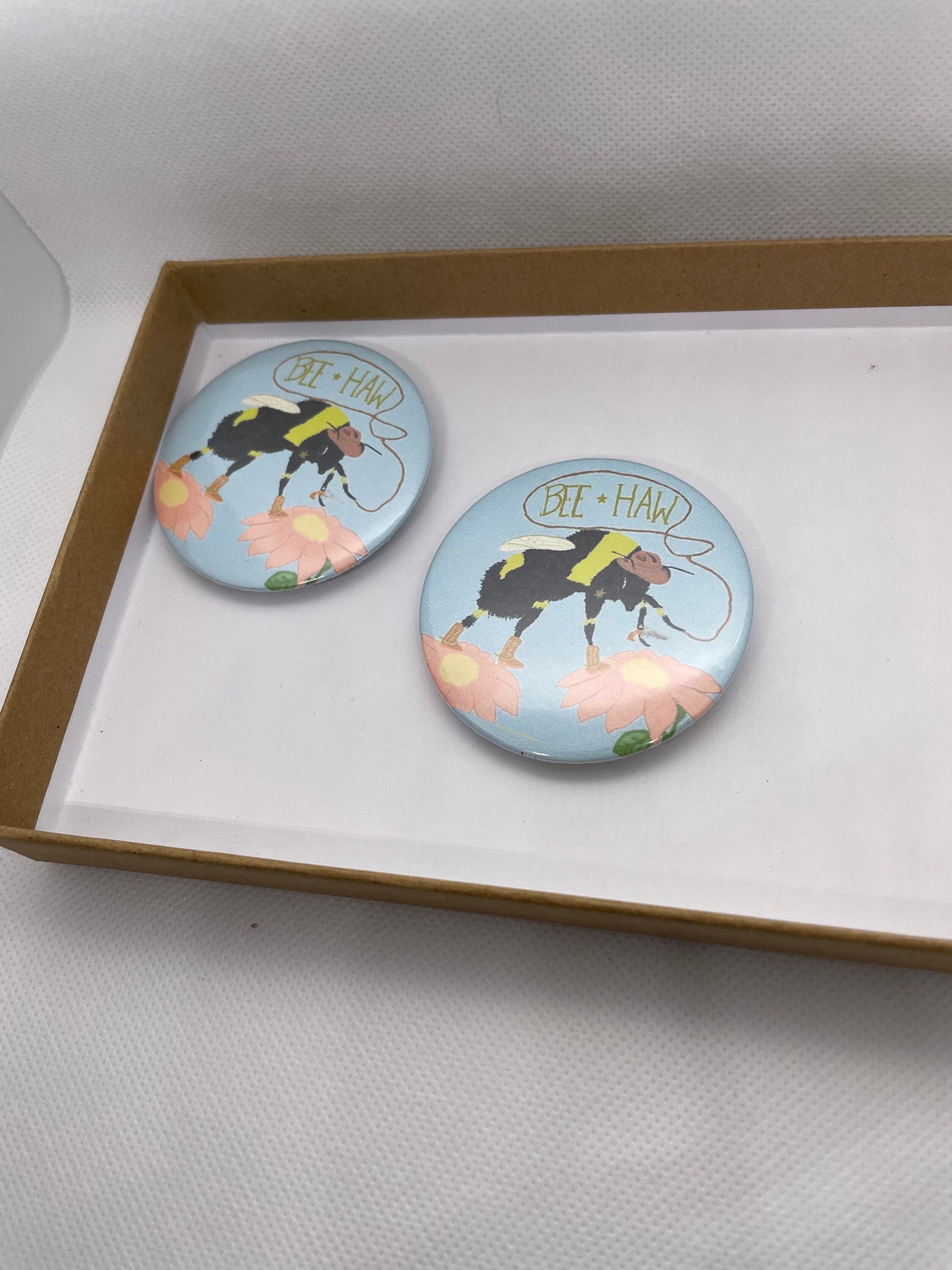 BEE-HAW Pin Back Button - Etsy