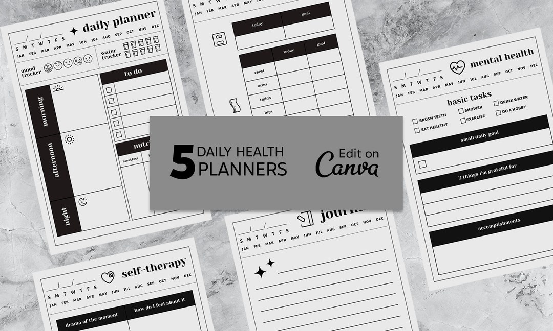 5 Daily Health Planners Editable and Printable Template - Etsy