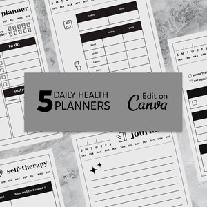 5 Daily Health Planners Editable and Printable Template - Etsy