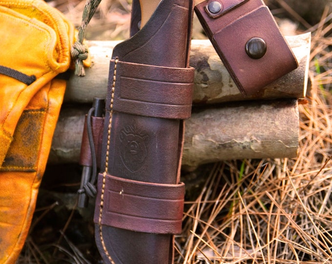 Handmade Leather Bushcraft Knife Sheath: Multi-carry, Ferro Rod Loop - Etsy