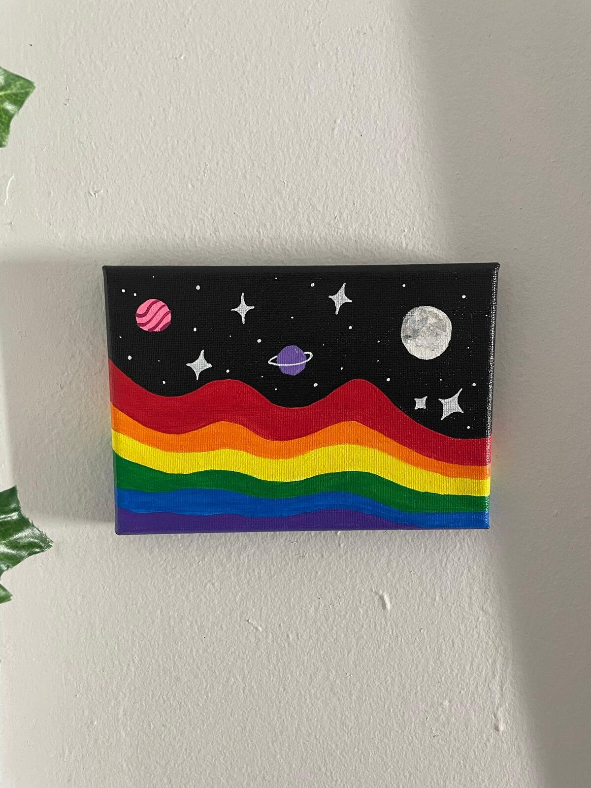 Rainbow Space Painting Canvas - Etsy