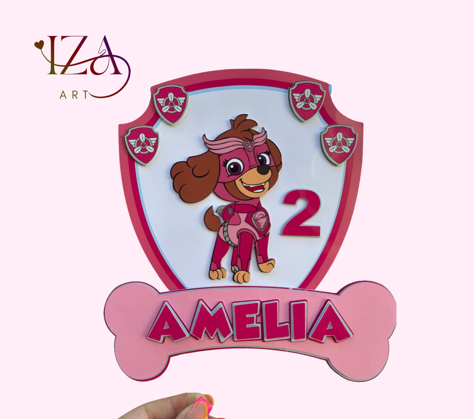 Pink Puppy Cake Topper • Girl Dog Birthday Decoration • Custom Name ...