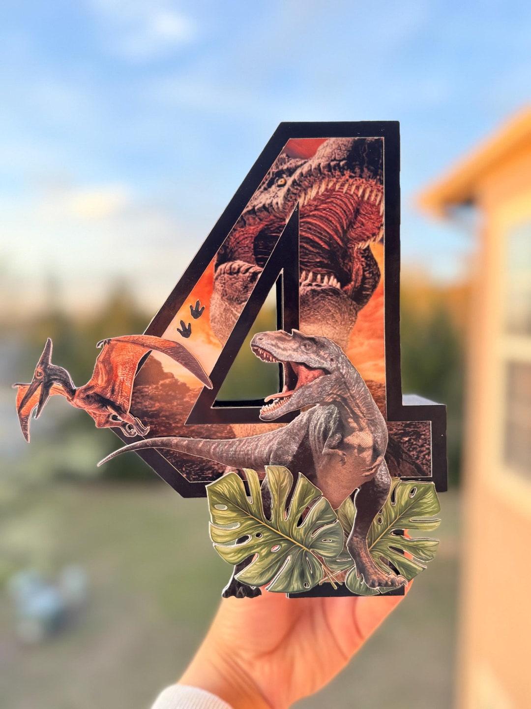 Dinosaur Number 4 3D - Etsy