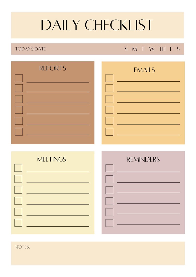 Daily Work Checklist - Etsy