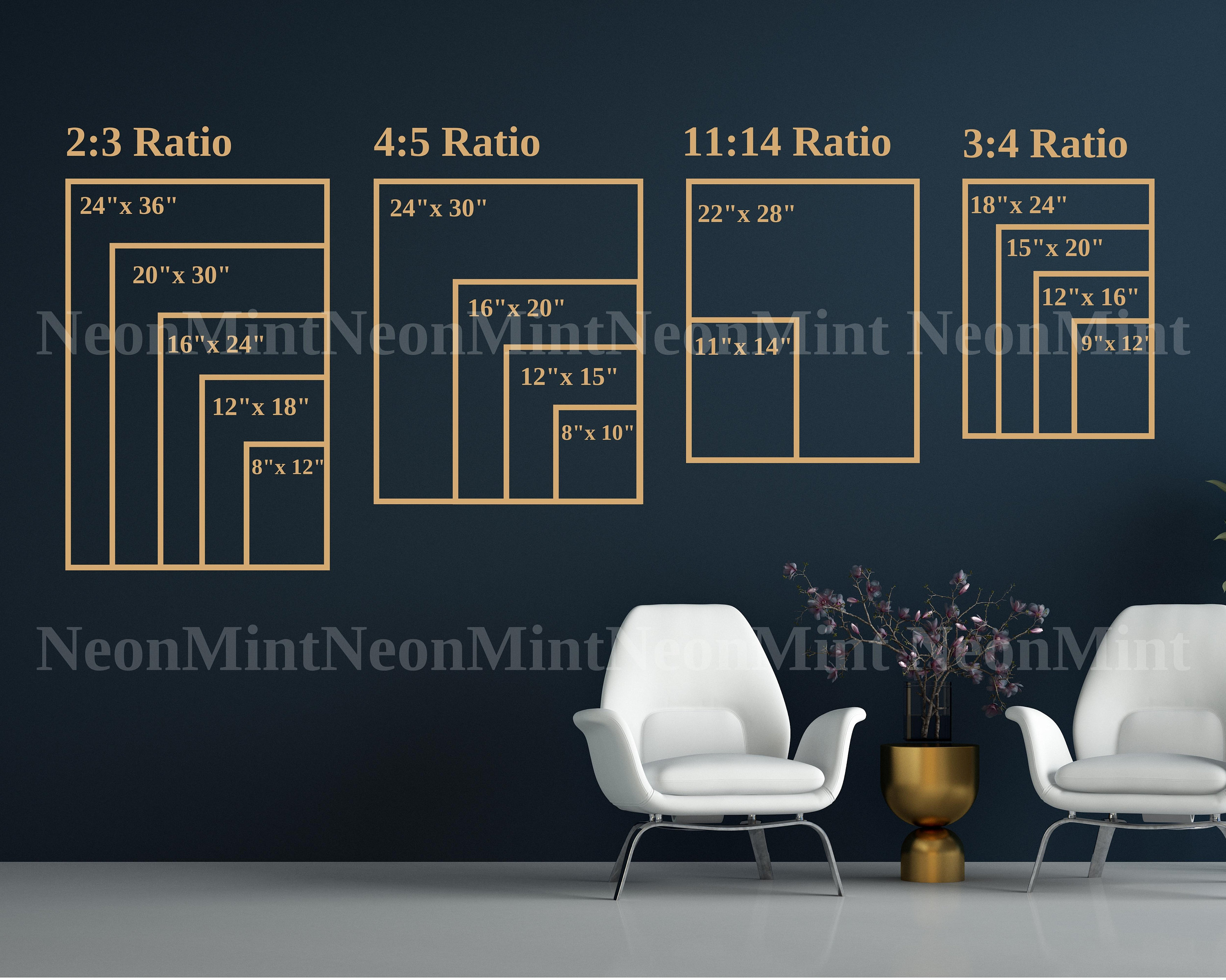 Wall Art Ratio Guide, Print Size Guide, Frame Comparison Chart, Poster ...