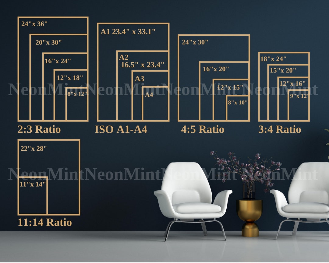 Wall Art Ratio Guide, Print Size Guide, Frame Comparison Chart, Poster ...