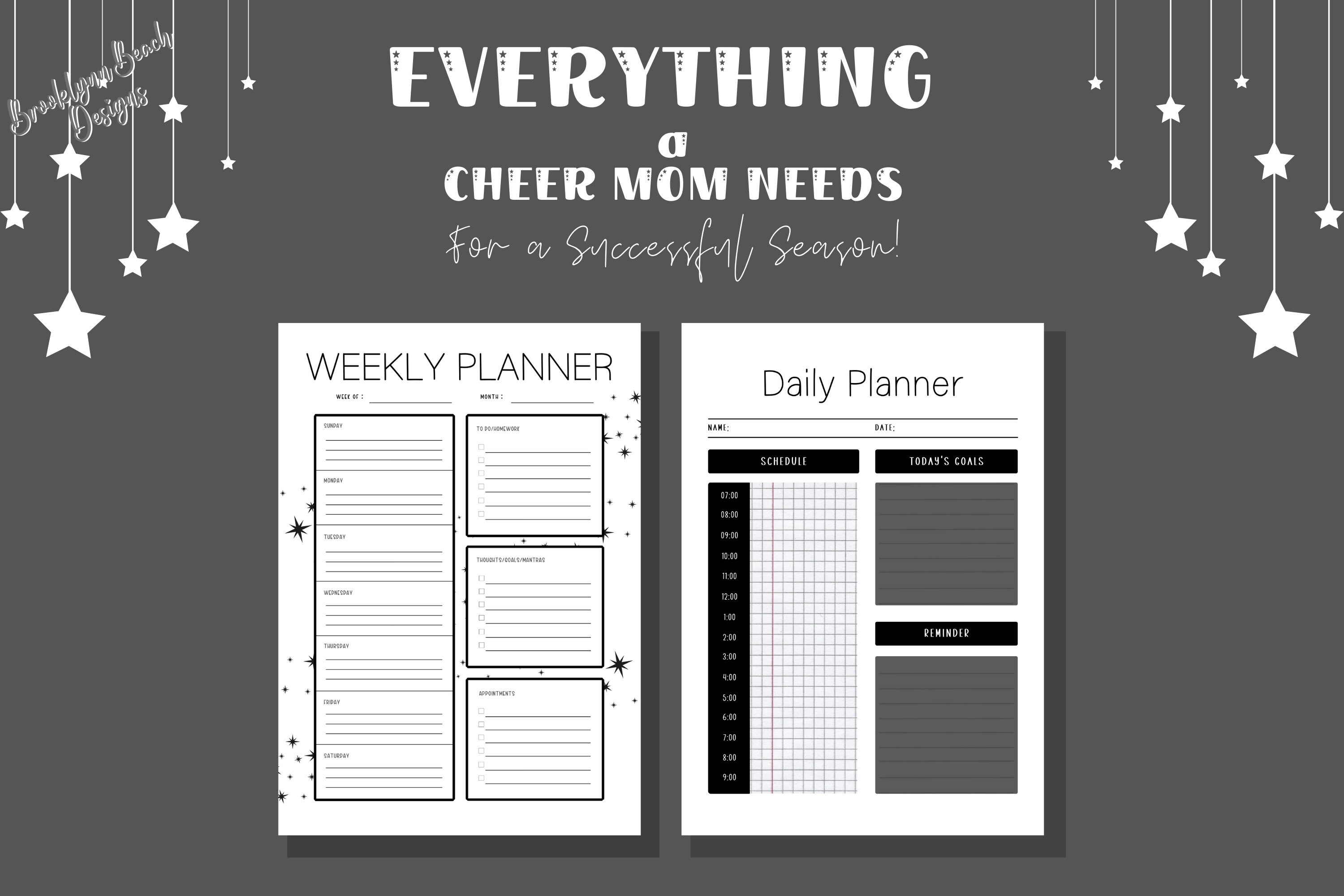 Black Cheer Planner/cheer Planner/team Mom Planner/cheer Coach Planner ...