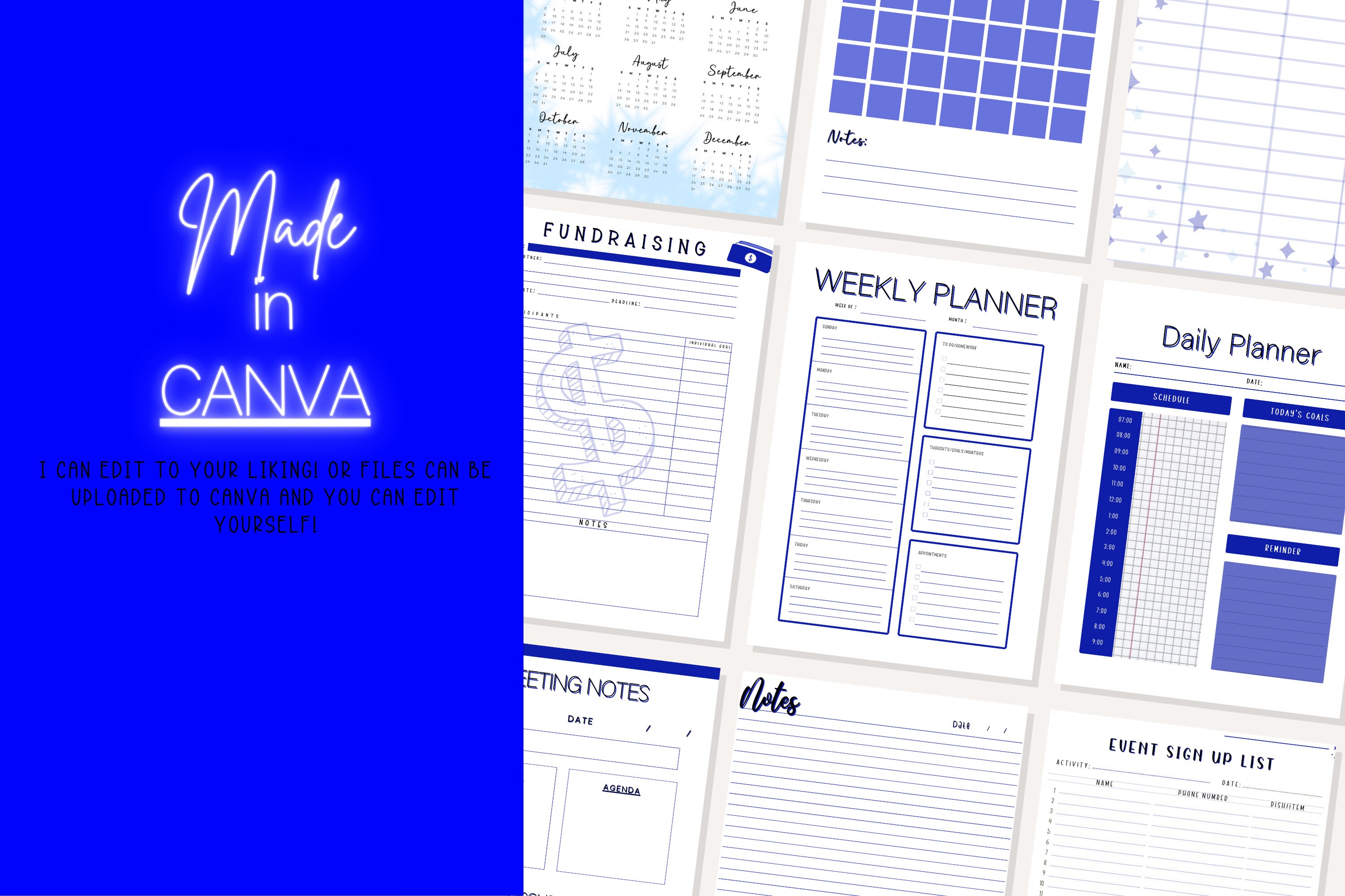 Printable Blue & Black Cheer Mom Planner Bundle/digital Planner/printable Planner/planner Bundle ...
