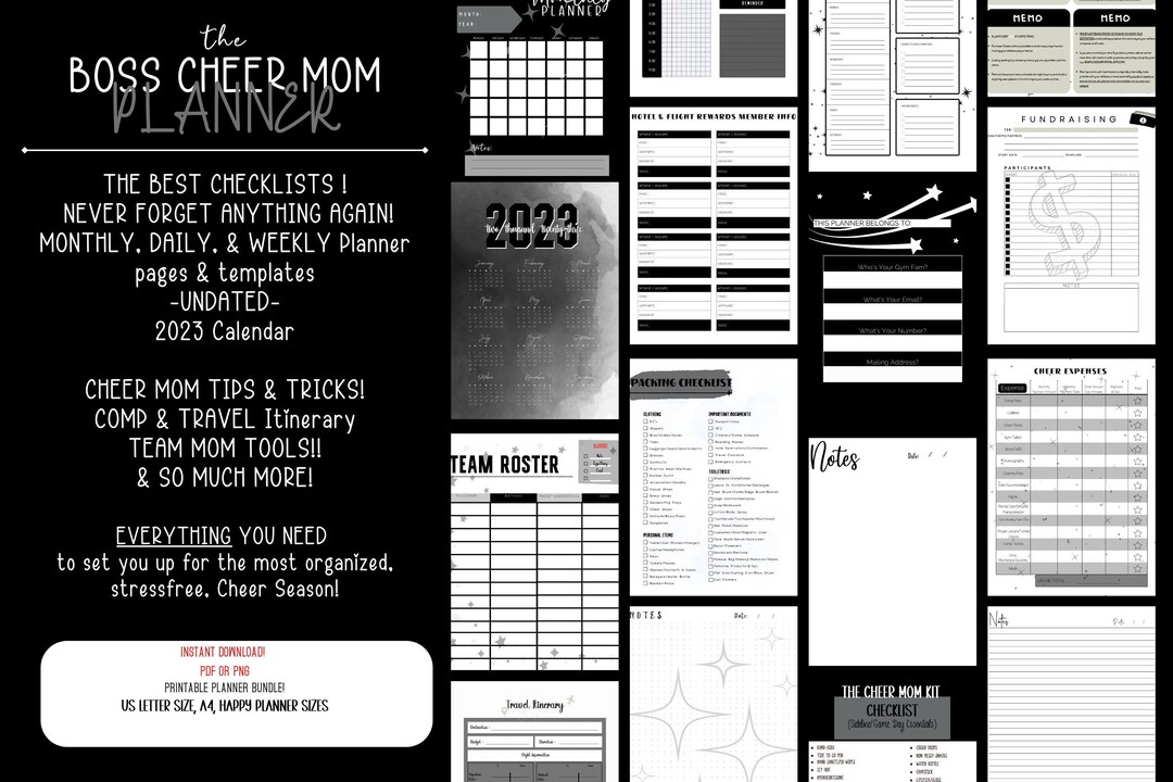 Black Cheer Planner/cheer Planner/team Mom Planner/cheer Coach Planner ...