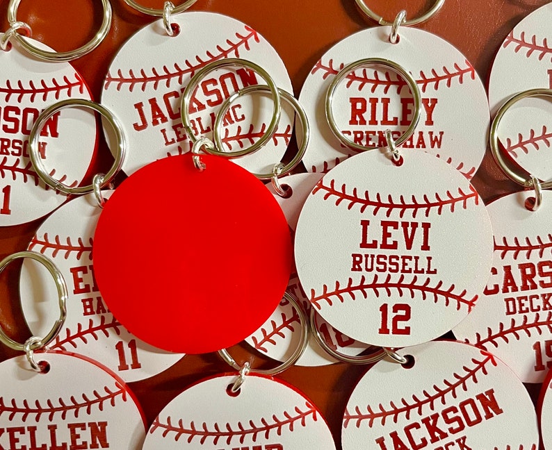 Baseball Keychain With Player Name and Number, Baseball Bag Tag - Etsy