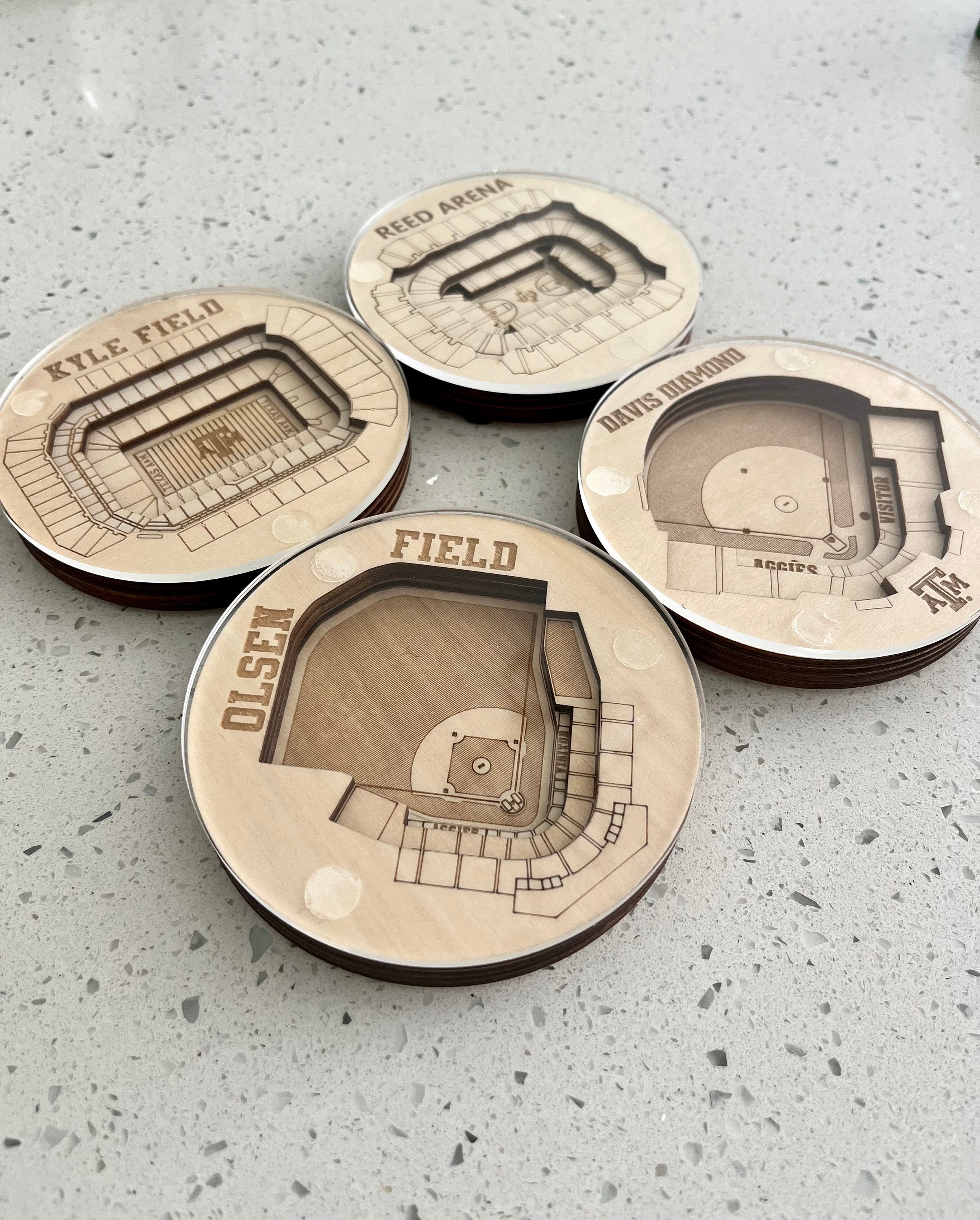 3D Aggie Stadium Coaster Set of 4: Kyle Field, Reed Arena, Olsen Field ...