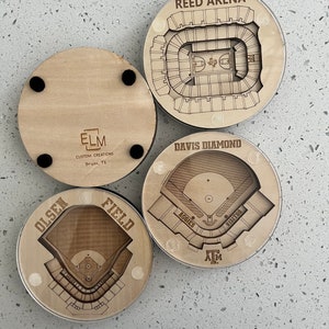 3D Kyle Field, Reed Arena, Olsen Field & Davis Diamond 4 Coaster Set ...