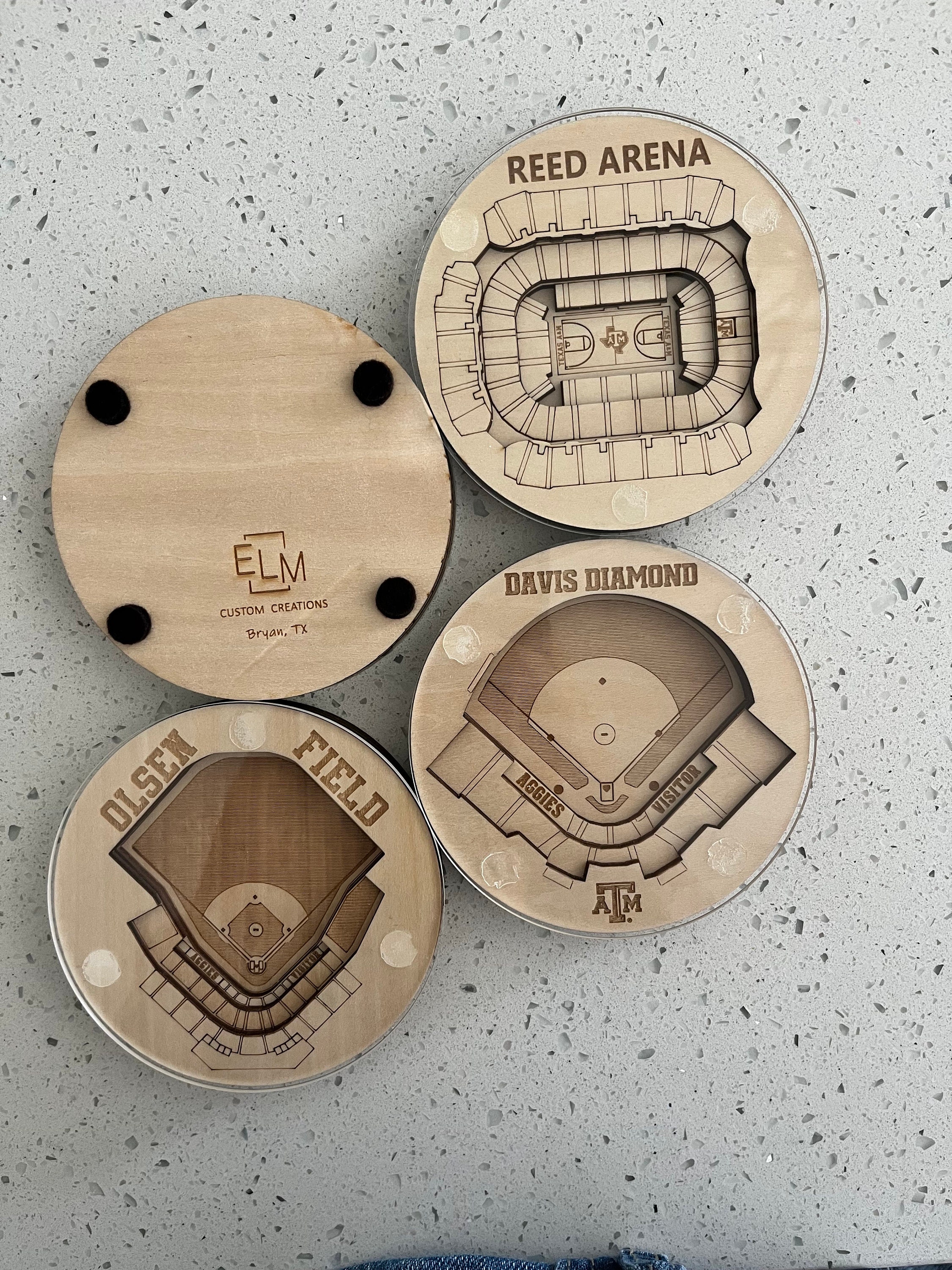 3D Aggie Stadium Coaster Set of 4: Kyle Field, Reed Arena, Olsen Field ...