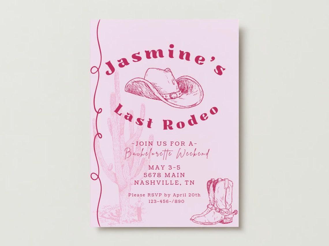 Last Rodeo Bachelorette Party Invitation and Itinerary Template, Simple ...