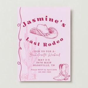 Last Rodeo Bachelorette Party Invitation and Itinerary Template, Simple ...