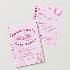 Last Rodeo Bachelorette Party Invitation and Itinerary Template, Simple ...