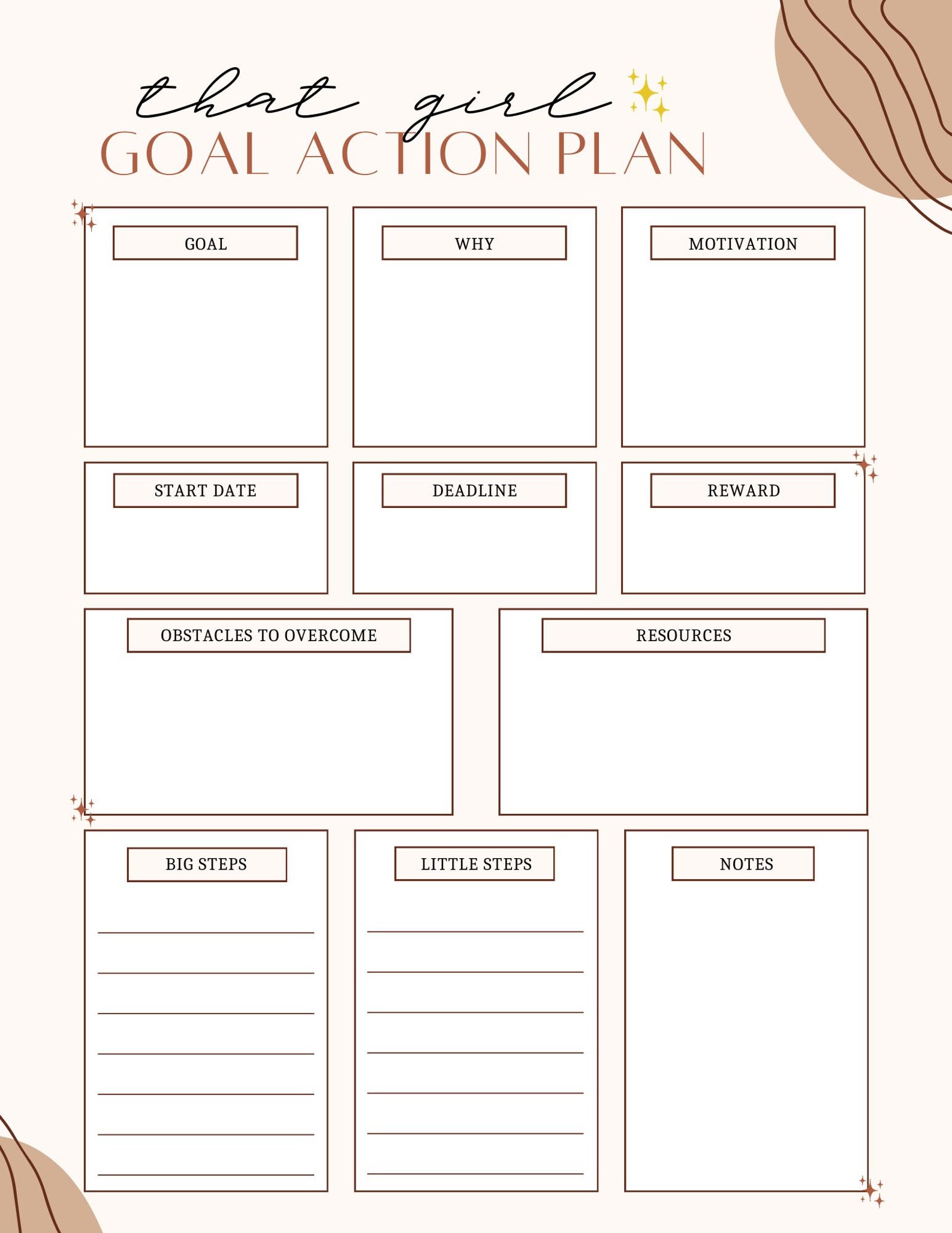 That Girl Goal Action Plan, Aesthetic Boho Planner, Digital Download ...