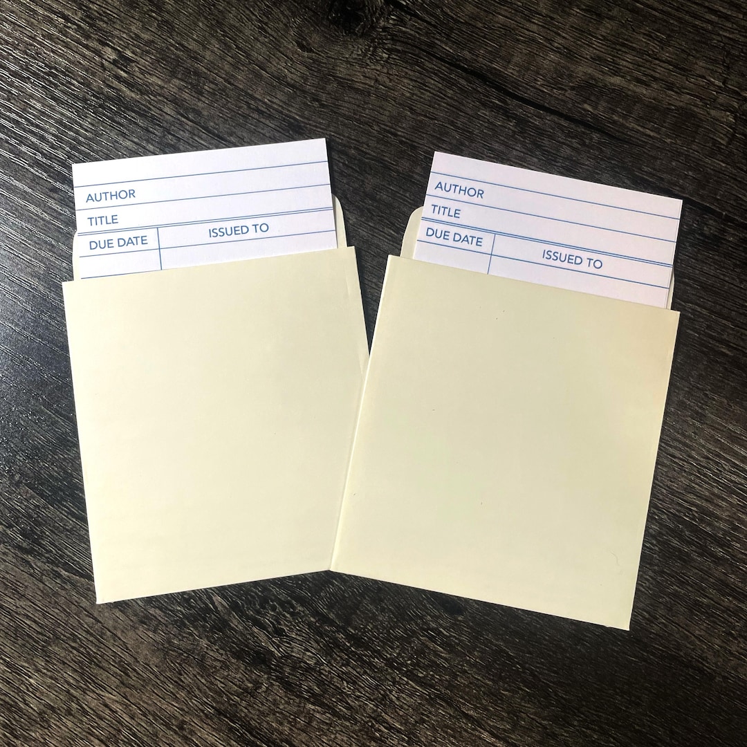 Library Book Checkout Envelope Pockets With Cards, Self-adhesive Due ...