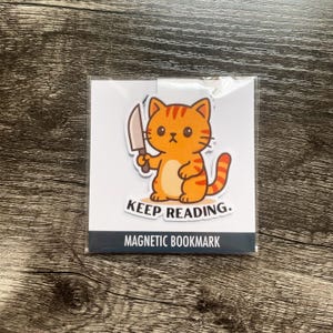 Keep Reading Cat With Knife Magnetic Bookmark, Bookish Reading ...