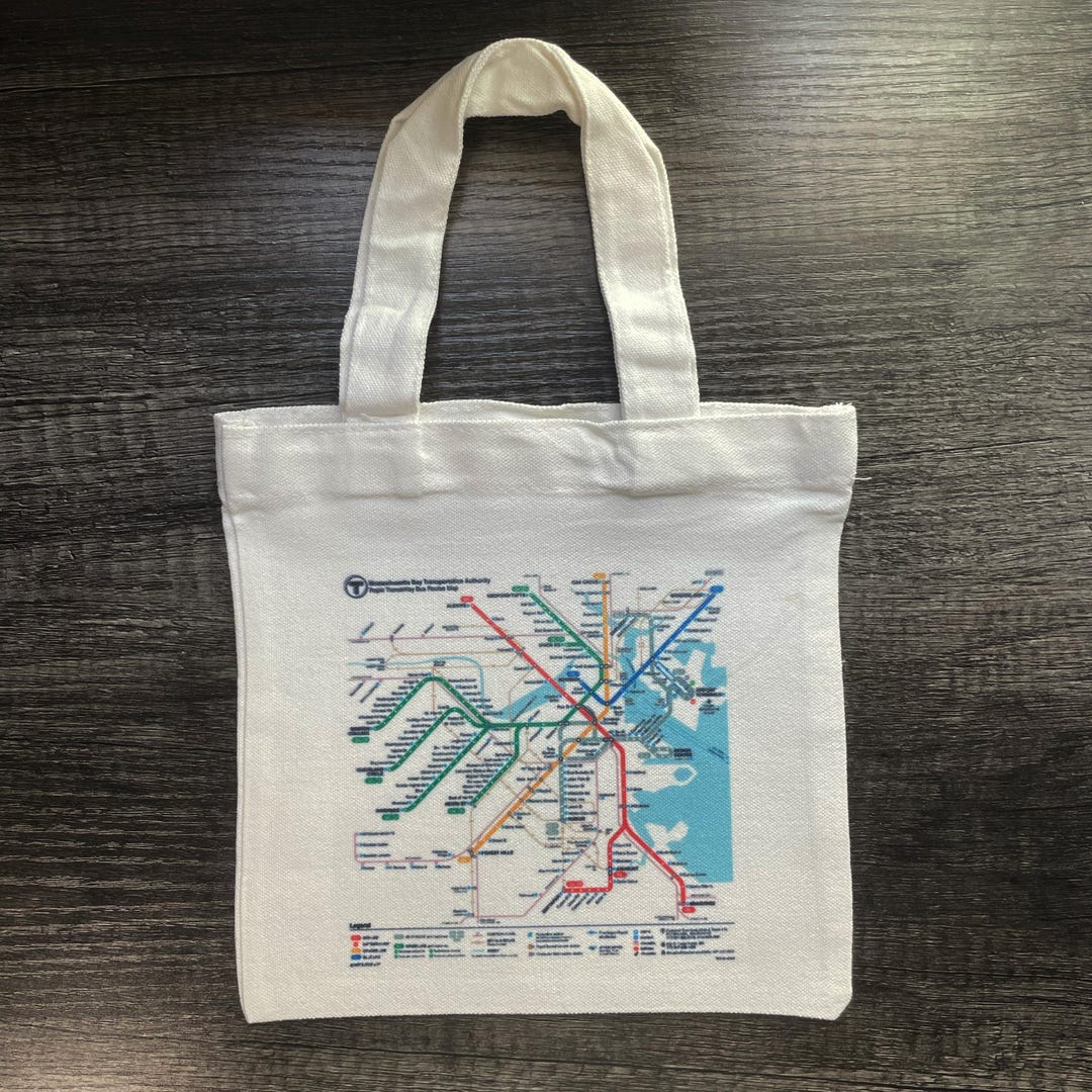 MBTA Mini Canvas Tote Bag, Train Subway Bag With Handles, Handbag Purse ...