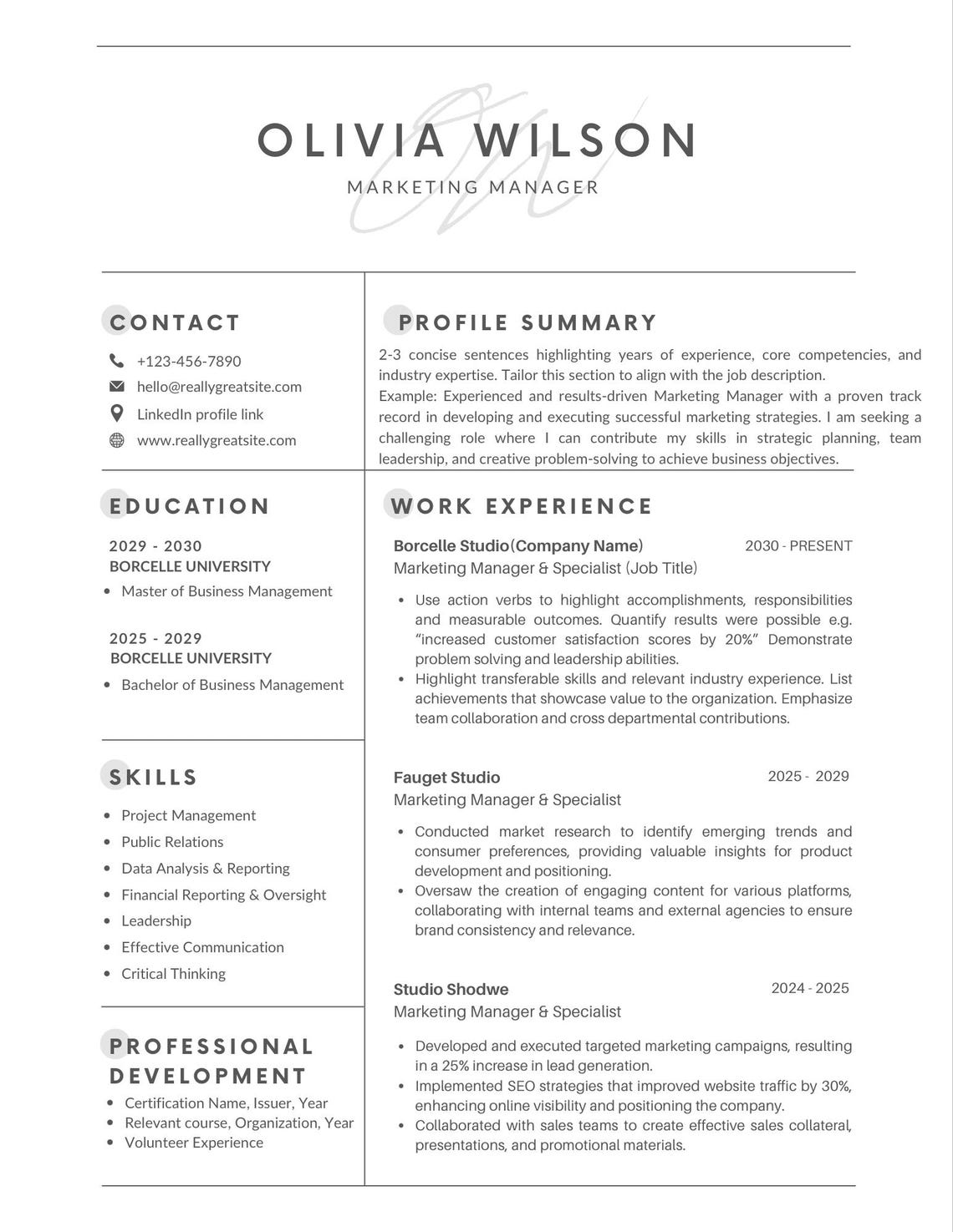 Professional Resume Template With Cover Letter and Customization Guide ...