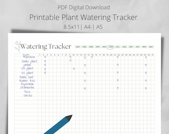 Monthly Watering Plant Care Sheet | Minimalist | Watering Tracker ...