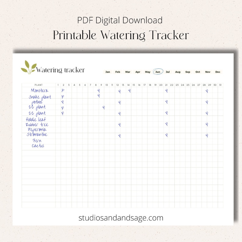 Plant Care Info Card + Watering Tracker Bundle | Digital Download ...