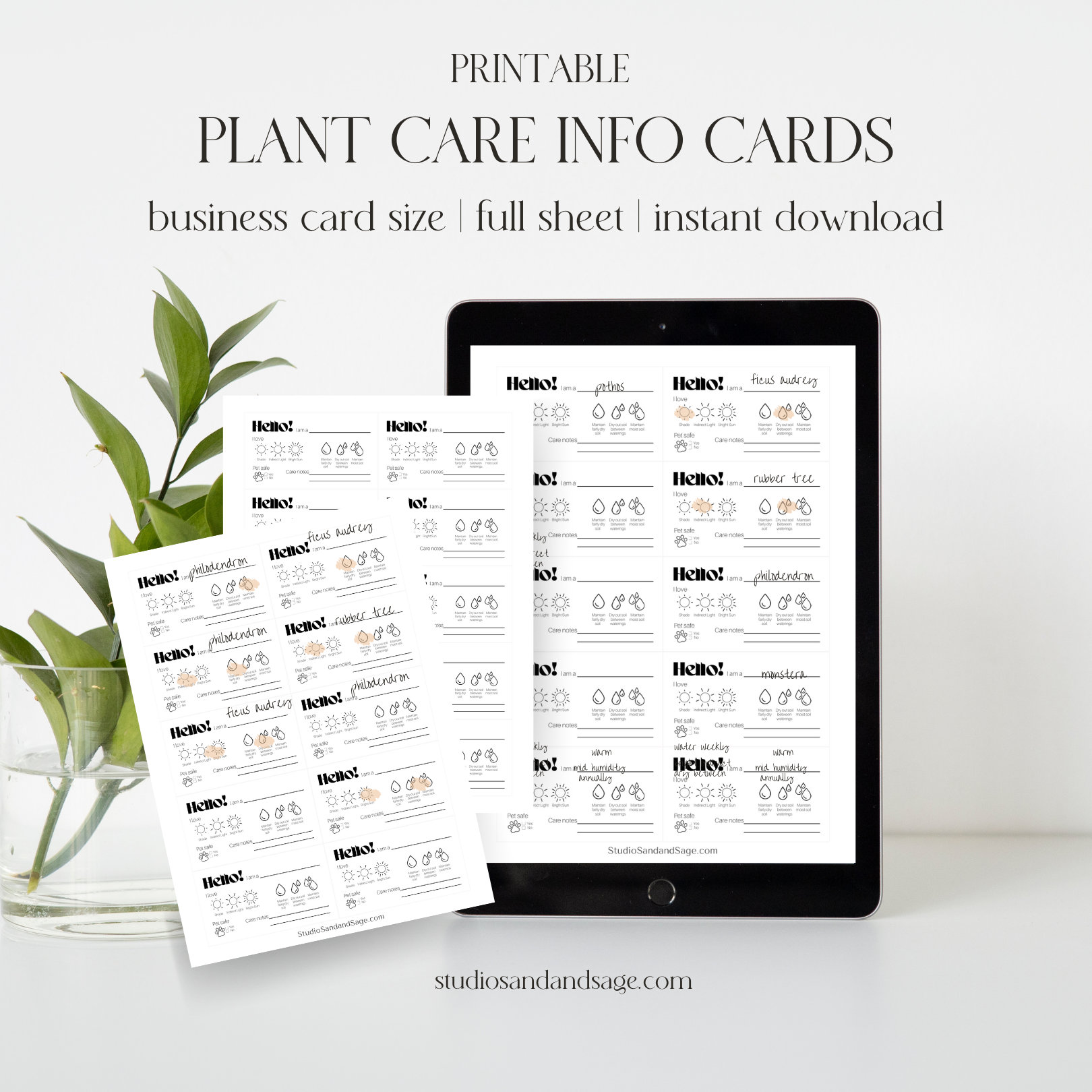 Plant Care Info Cards | Digital Download | Instant Plant Care Resources ...