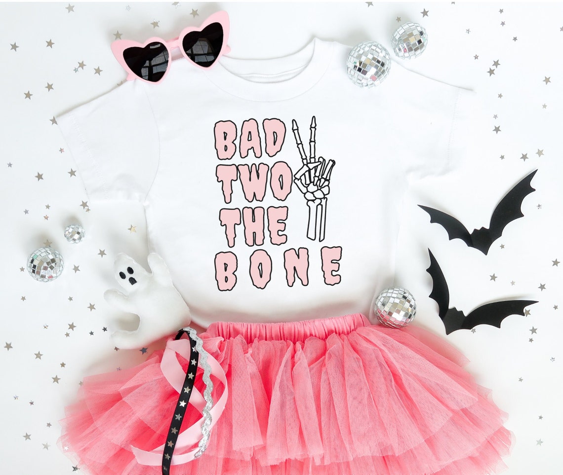 Babies Bad TWO the Bone T-shirt | Halloween Tee for Little Girls ...