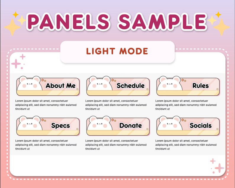 36 White Bear Pink Twitch Panels/ Cute Bear / Kawaii - Etsy