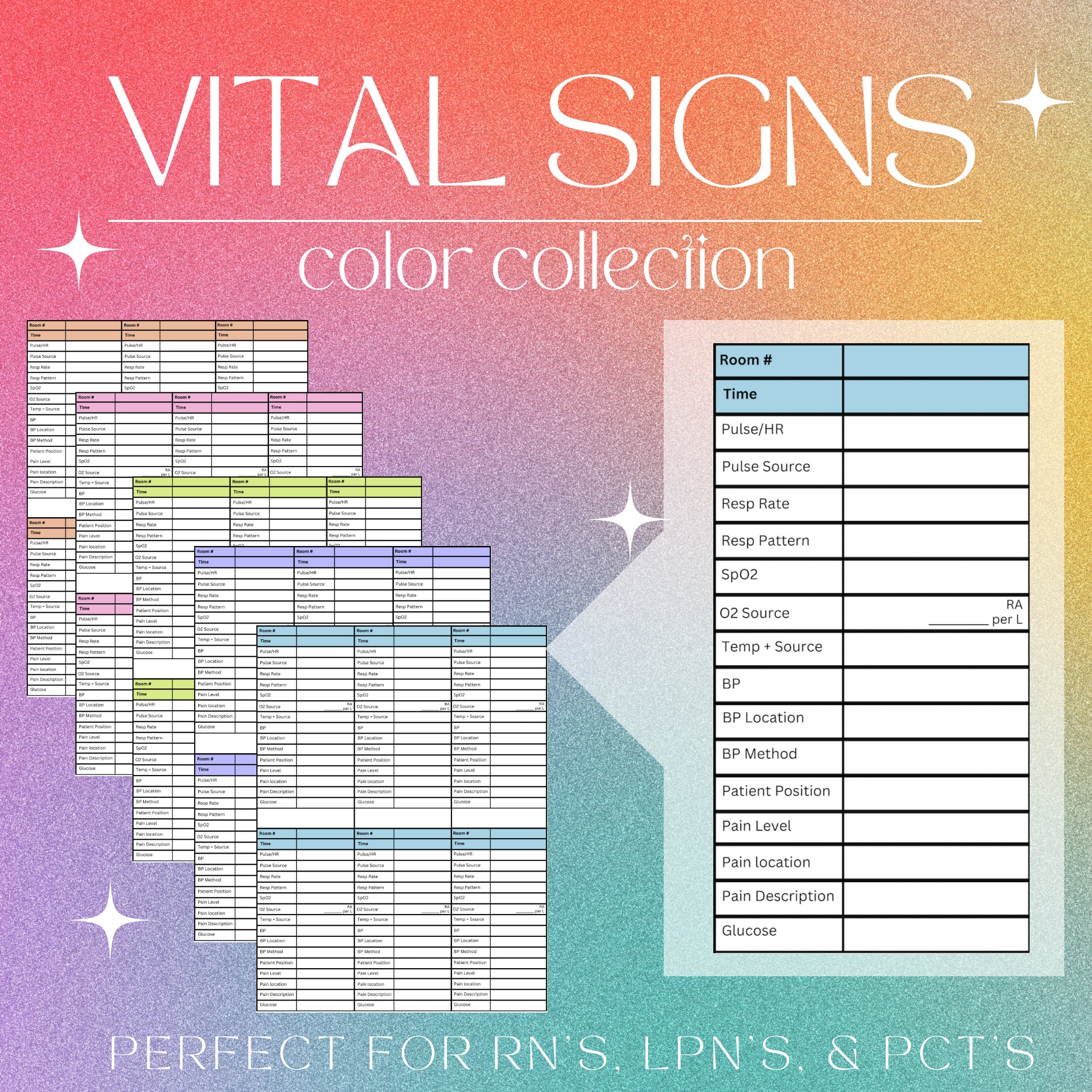 Vital Sign Log | Multicolored Vital Sign Sheet | Vital Sign Report ...