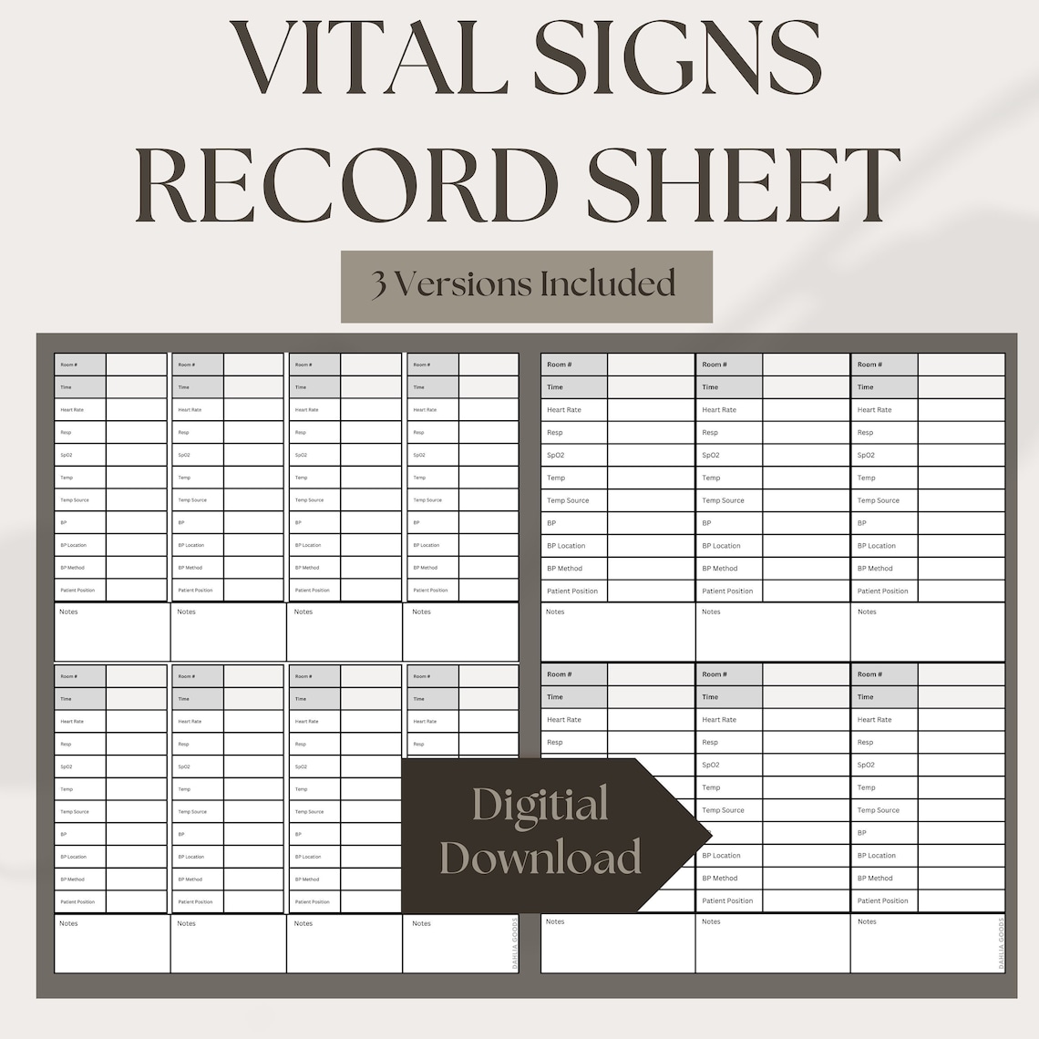 Vital Sign Log Vital Sign Sheet Vital Sign Report Sheet RN Report Sheet ...