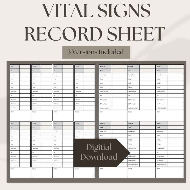 Vital Sign Log | Vital Sign Sheet | Vital Sign Report Sheet | RN Report ...