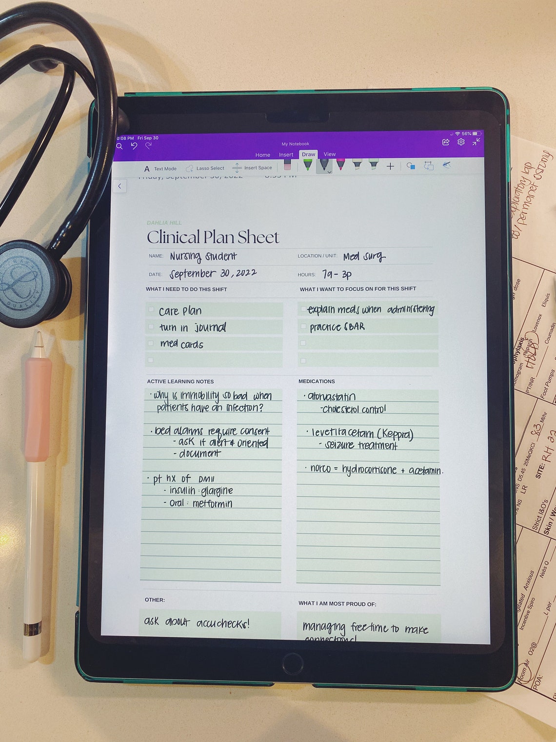 Clinical Planner Sheet | Nursing Template | ICU/OB/MEDSURG Clinical ...