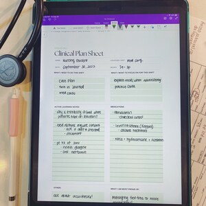 Clinical Planner Sheet | Nursing Template | ICU/OB/MEDSURG Clinical ...