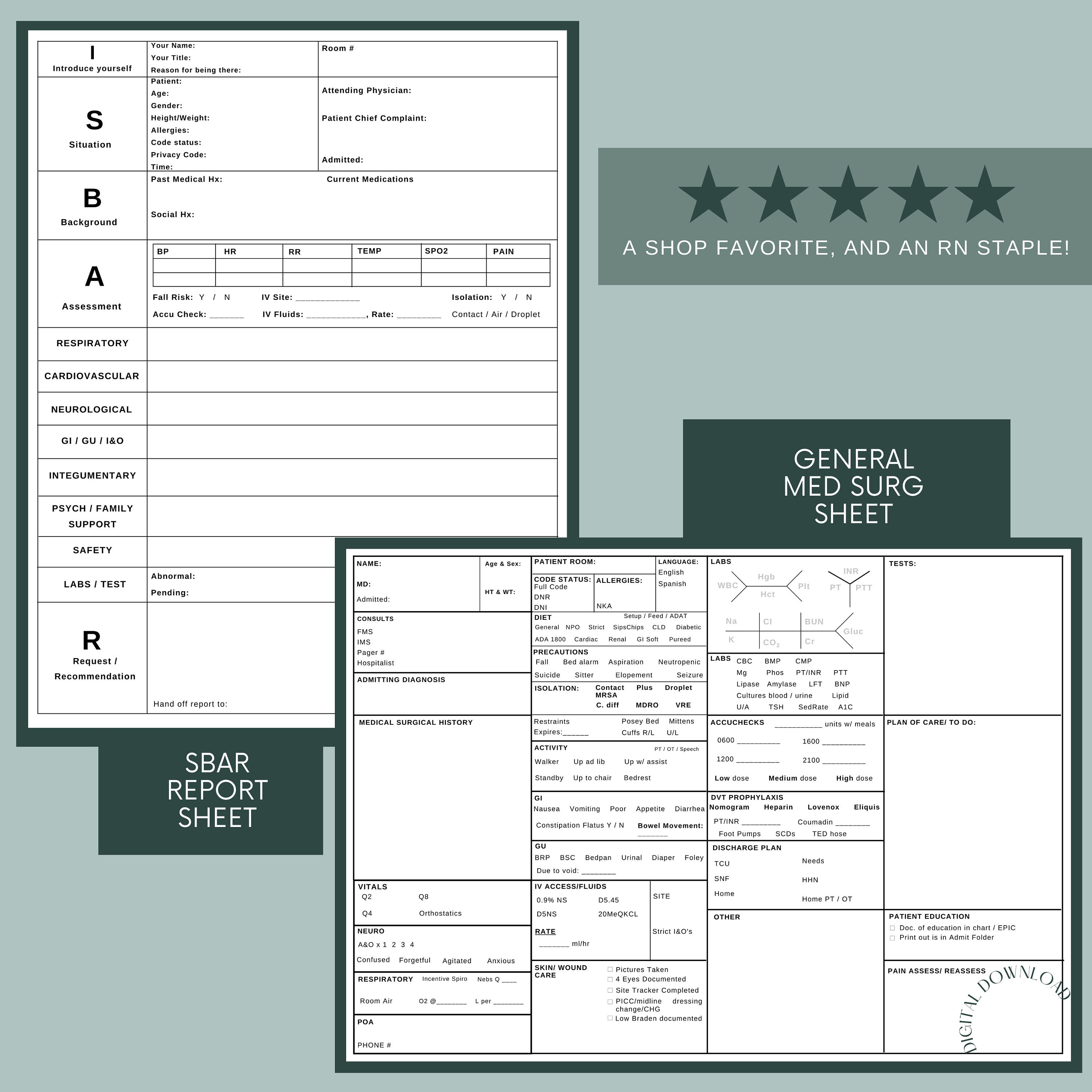 Report Sheet Bundle, Nursing Report Sheets, Nursing Report Sheet Bundle ...