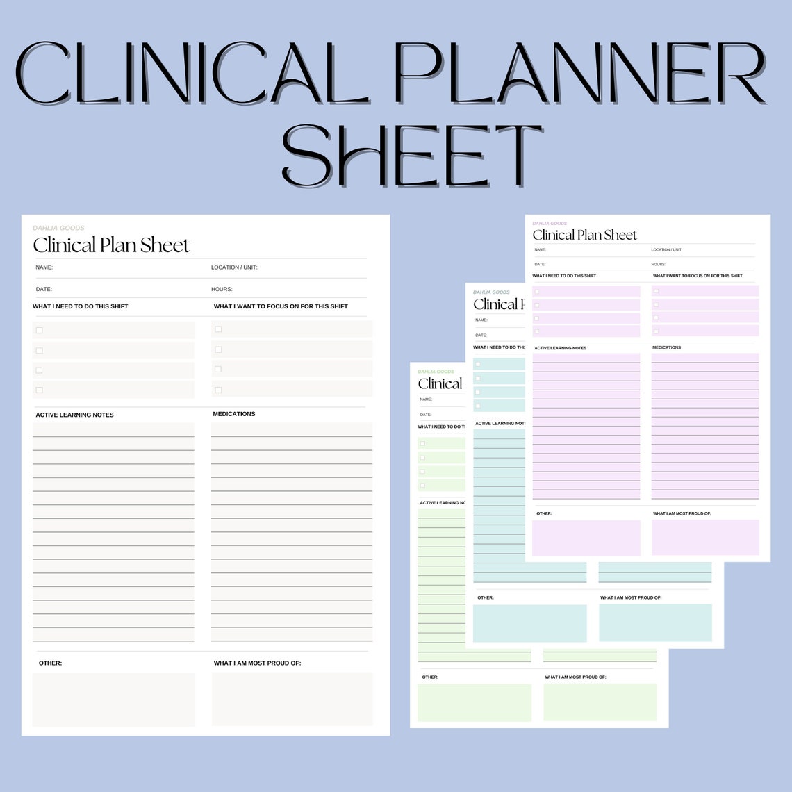 Clinical Planner Sheet | Nursing Template | ICU/OB/MEDSURG Clinical ...