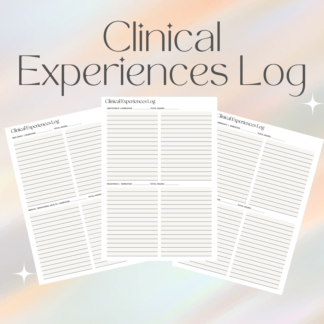 Nursing Clinical Sheet, Experiences Log, Nursing Clinical Notes ...