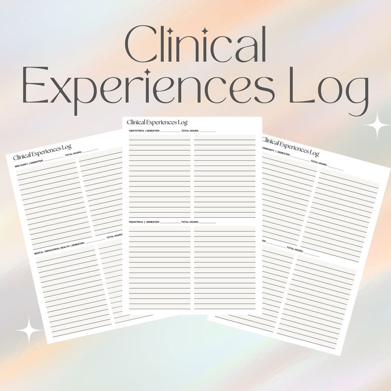 Nursing Clinical Sheet, Experiences Log, Nursing Clinical Notes ...